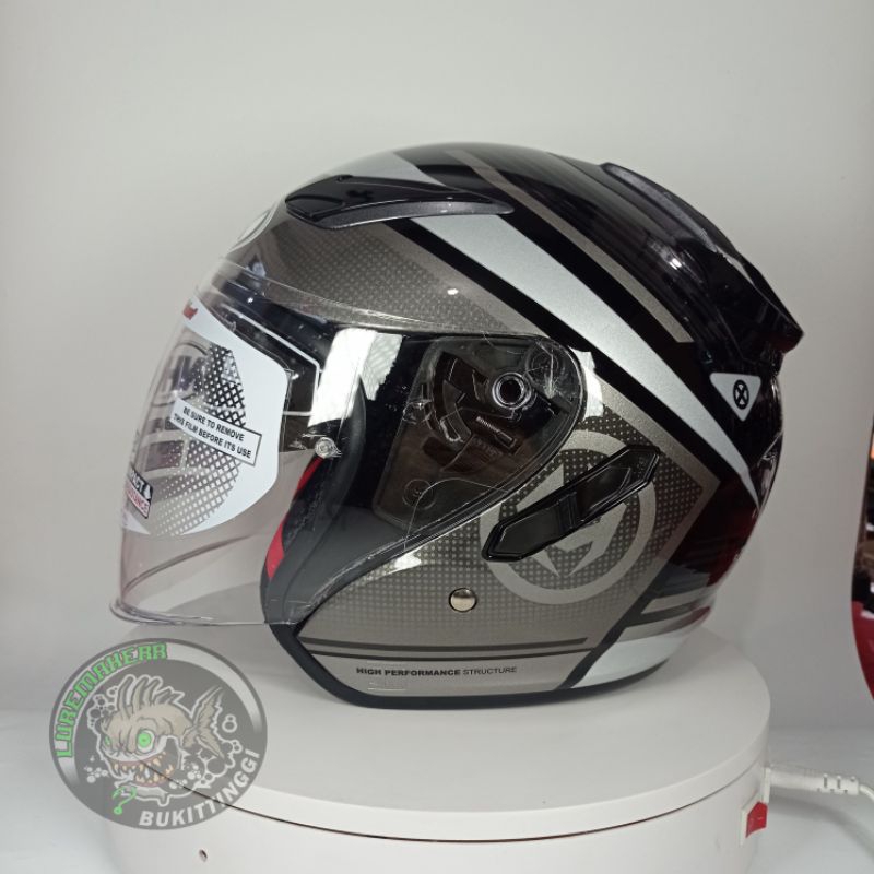 Jual HELM NHK R1 ECTO BLACK SILVER | Shopee Indonesia