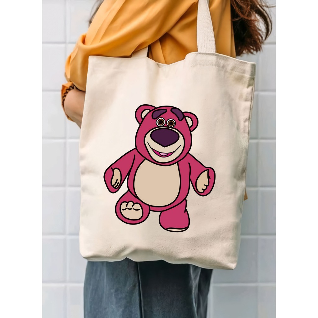 Jual Tote bag / Resleting Bahan Canvas Motif Lotso / Serbaguna / Launch ...