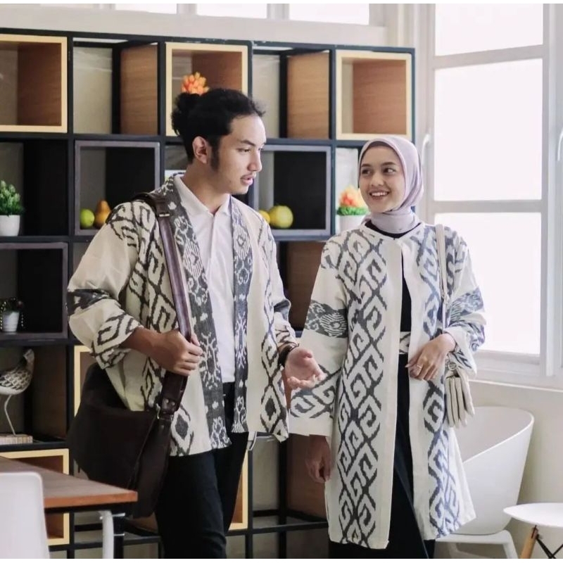 Jual OUTER CARDIGAN TENUN TORAJA WARNA PUTIH TULANG BAJU PASANGAN ...