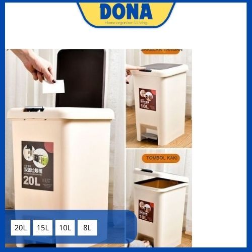 Jual Tempat Sampah Injak 8L /10L/15L/20L Tong Sampah Plastik Tertutup Trash Bin Kotak Sampah ...