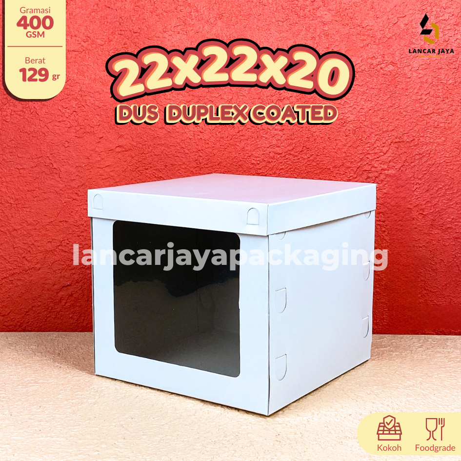 Jual Box Kue Tart Tinggi Jendela Dus Putih Karton Duplex Kemasan Cake ...
