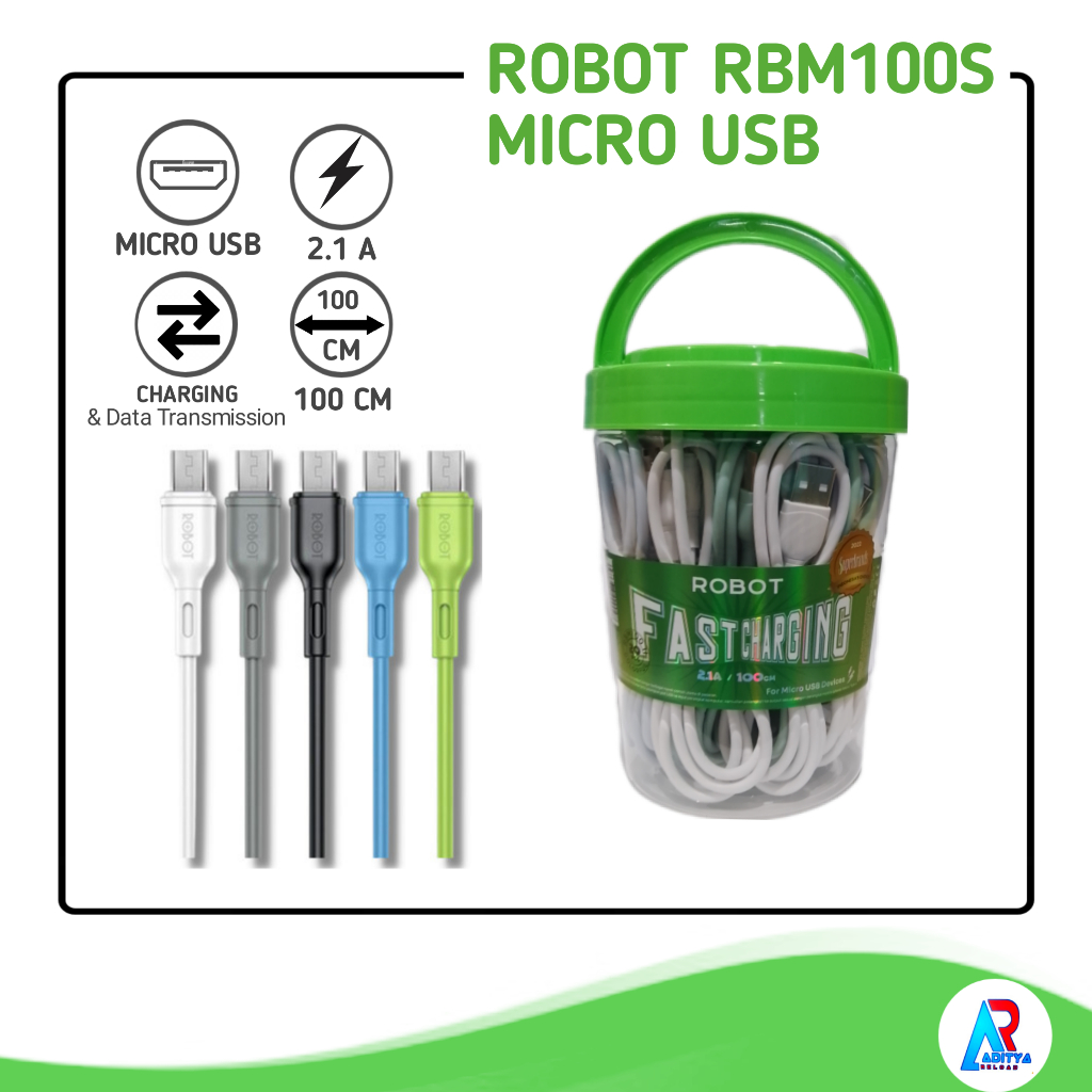 Jual ROBOT RBM100 Kabel data Micro 2A 100cm (1Toples isi 20pcs) Garansi ...