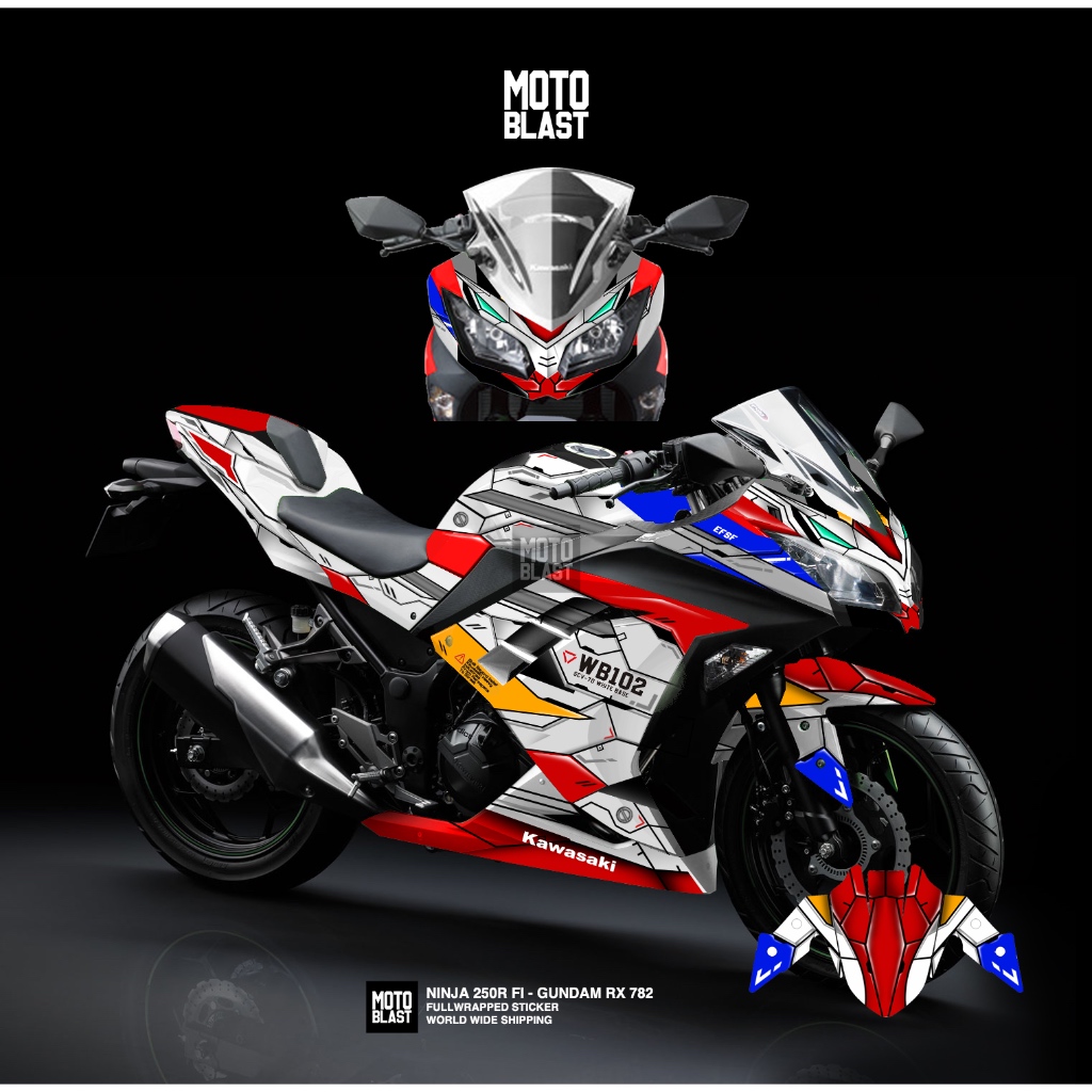 Jual Decal stiker Ninja 250R Fi Gundam RX 782 Fullbody motoblast ...