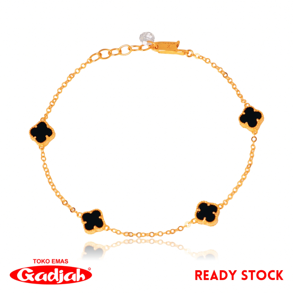 Jual Gelang Emas Clover - Black / White / Red / Pink Clover Gold ...