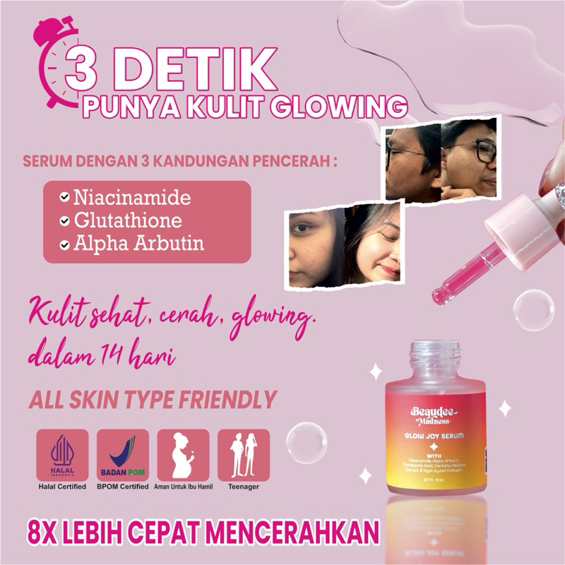 Jual Glow Joy Serum Beaudee Of Madness (Niacinamide, Alpha Arbutin, Glutathione, Centella ...