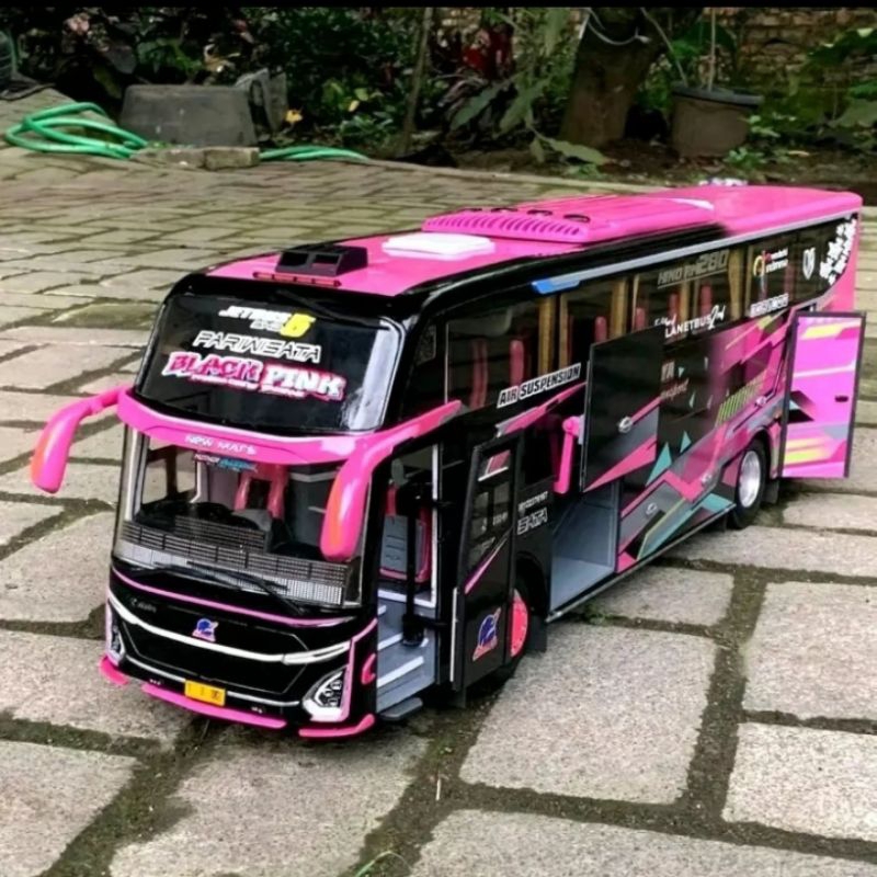 Jual miniatur bus telolet basuri ful lampu black pink | Shopee Indonesia