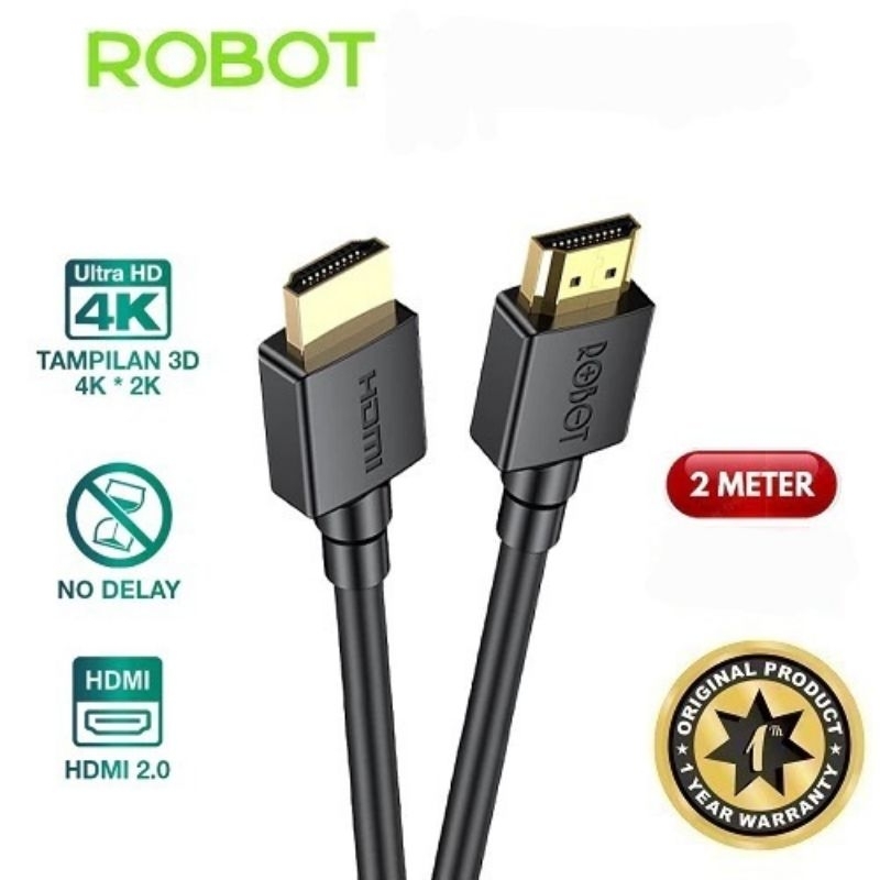 Jual Kabel HDMI High Definition 4K Panjang 2meter Robot RFH02 Original ...