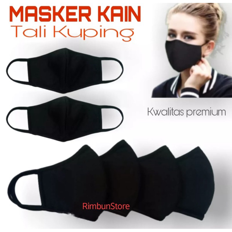 Jual Masker Kain Hitam Tali Kuping 6 Pcs Ter Murah / Masker Hitam Bisa ...
