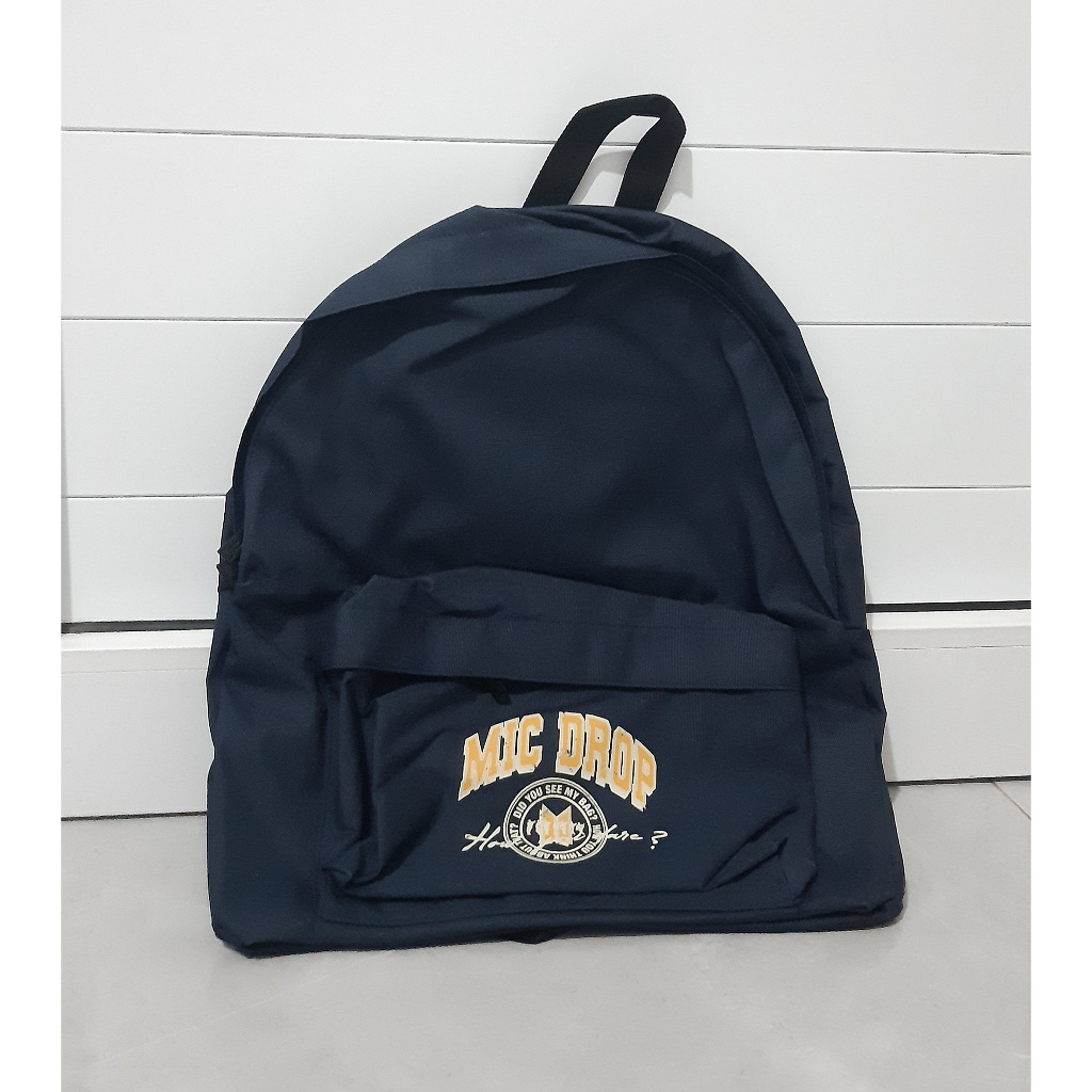 Jual Tas Ransel Backpack BTS Official Mic Drop Navy Blue (K-Pop Merch ...