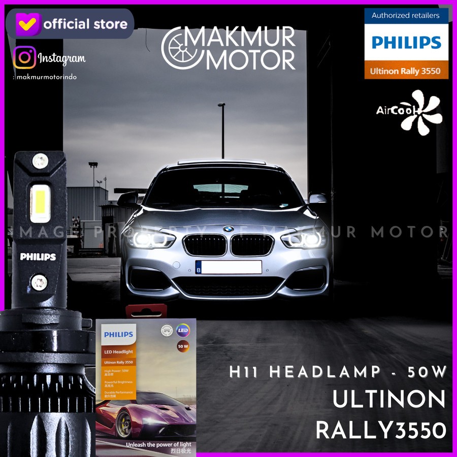 Jual LAMPU MOBIL PHILIPS ULTINON RALLY 3550 - H11 6500K 50W | Shopee ...