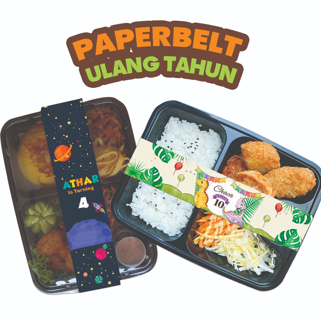 Jual Paper belt ulang tahun kotak makanan bento custom desain stiker ...