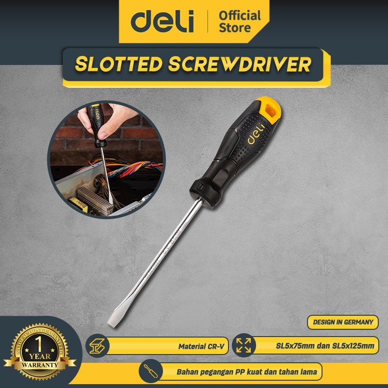 Jual Deli Tools Slotted Screwdriver / Obeng Minus Berbagai Ukuran Cr-V ...