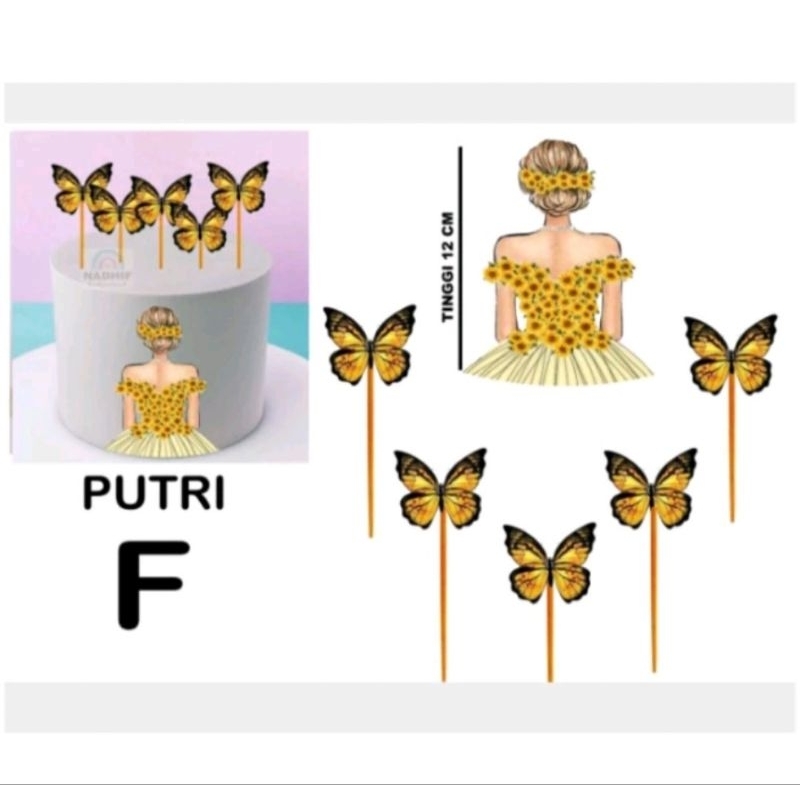 Jual toper kue lucu/hiasan kue ulang tahun/topper kue karakter putri ...