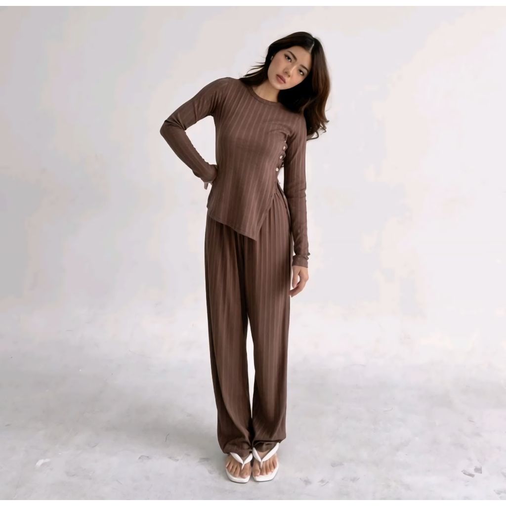 Jual EDEN SET / ONE SET KANCING KNIT PREMIUM / SETELAN WANITA RIBBED ...