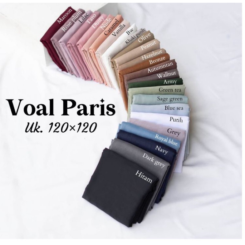 Jual VOAL PARIS PREMIUM LEBAR 120x120cm HIJAB SEGIEMPAT POLOS PARIS DAILY HIJAB JILBAB | Shopee ...