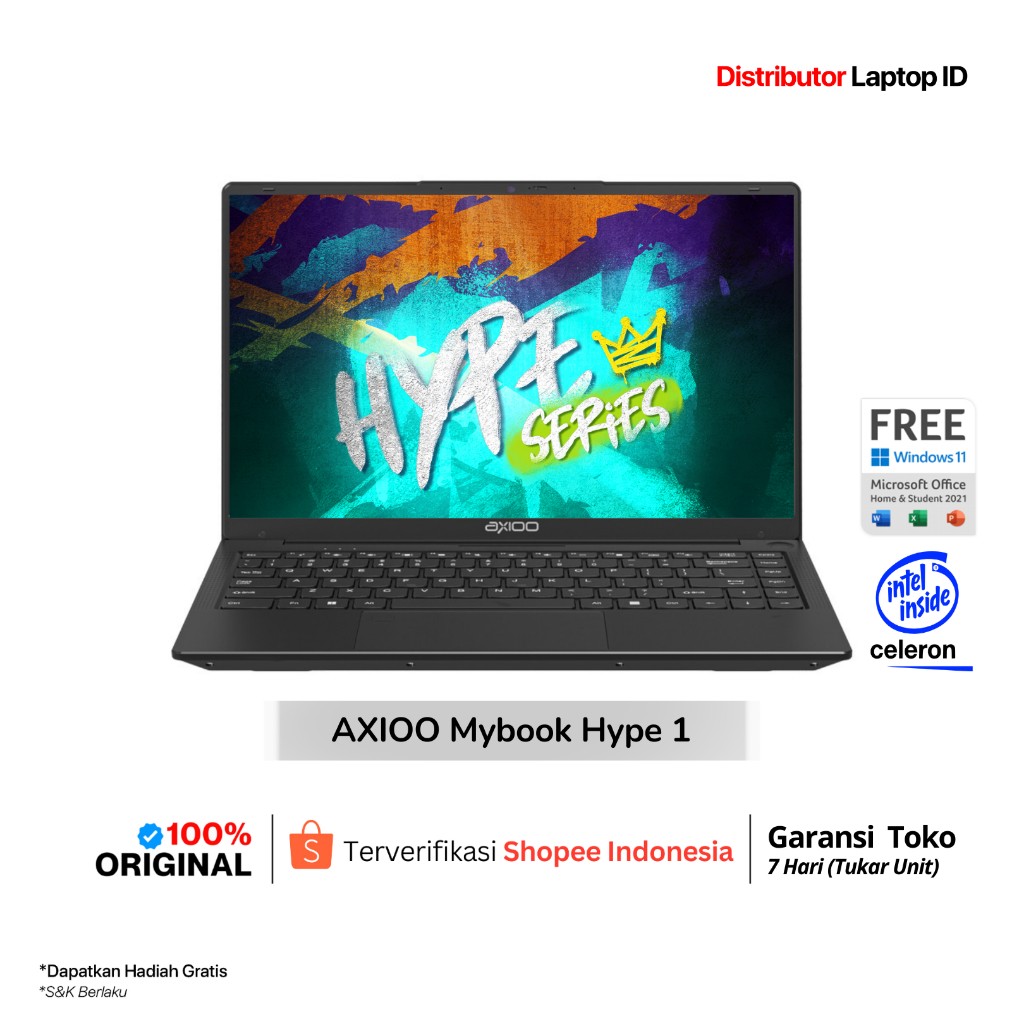 Jual AXIOO Mybook HYPE 1 / Celeron N4020 / RAM 4GB 8GB / 128GB 384GB SSD / 14inch HD / Windows ...