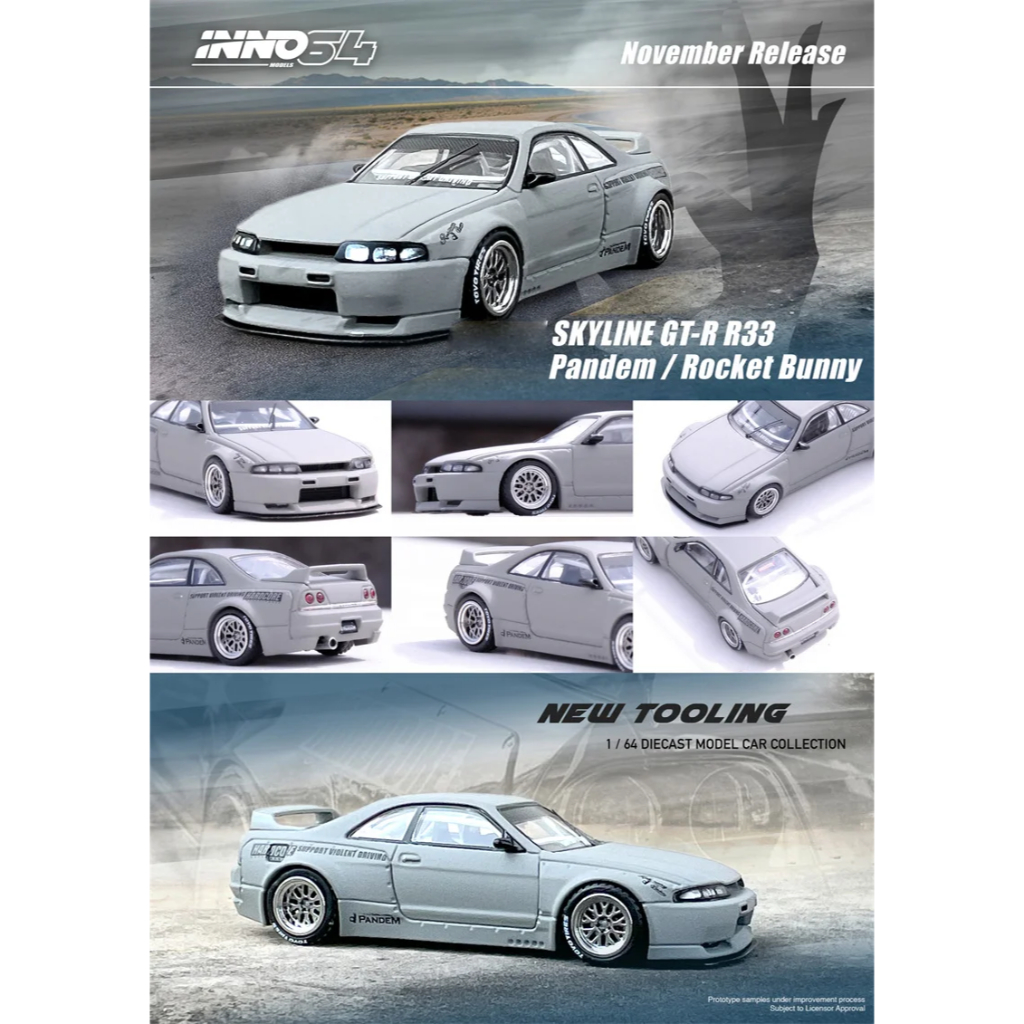 Jual Inno64 Nissan Skyline GTR R33 Pandem Rocket Bunny Matte Grey ...