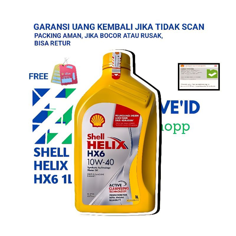 Jual OLI SHELL HELIX HX6 10W-40 | 1L ORIGINAL BARCODE HIJAU | Shopee ...