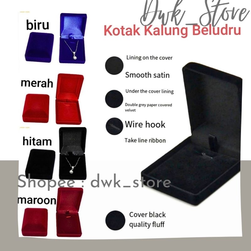 Jual Kotak Box Tempat Perhiasan Kalung Emas Bahan Beludru Mewah Merah ...