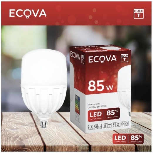 Jual Lampu Bohlam LED ECOVA 85W ULTRA T Series Bulb Fitting E27 Putih ...