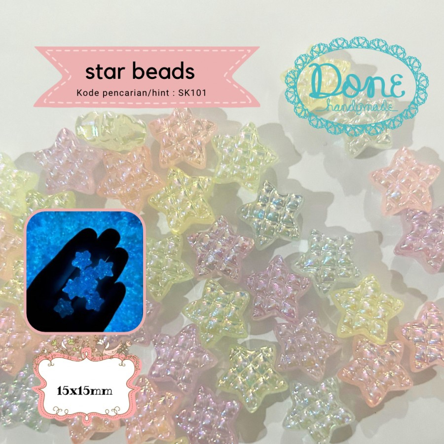 Jual Done handymade star beads manik bintang glow in the dark SK101 ...