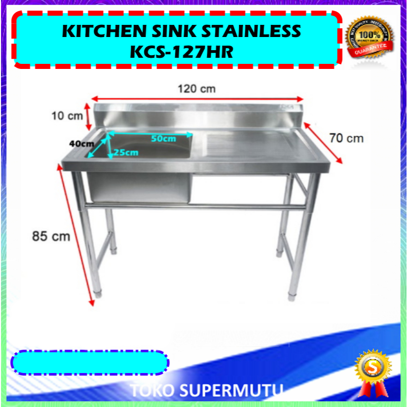 Jual Meja Tempat Bak Cuci Piring Dapur Stainless Steel KCS-127HR MUTU Work Sink Table / Kitchen ...