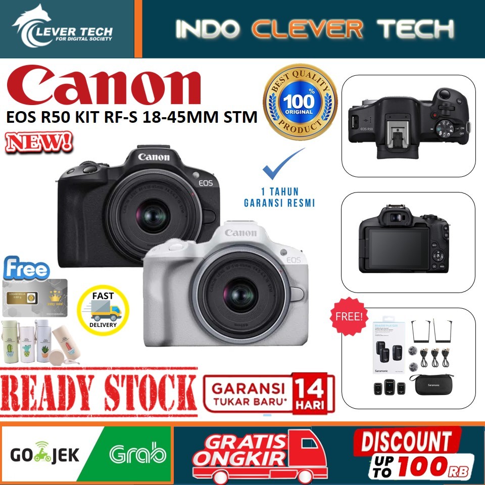 Jual Canon EOS R50 Kit RF-S 18-45MM STM Kamera Mirrorless Garansi Resmi ...