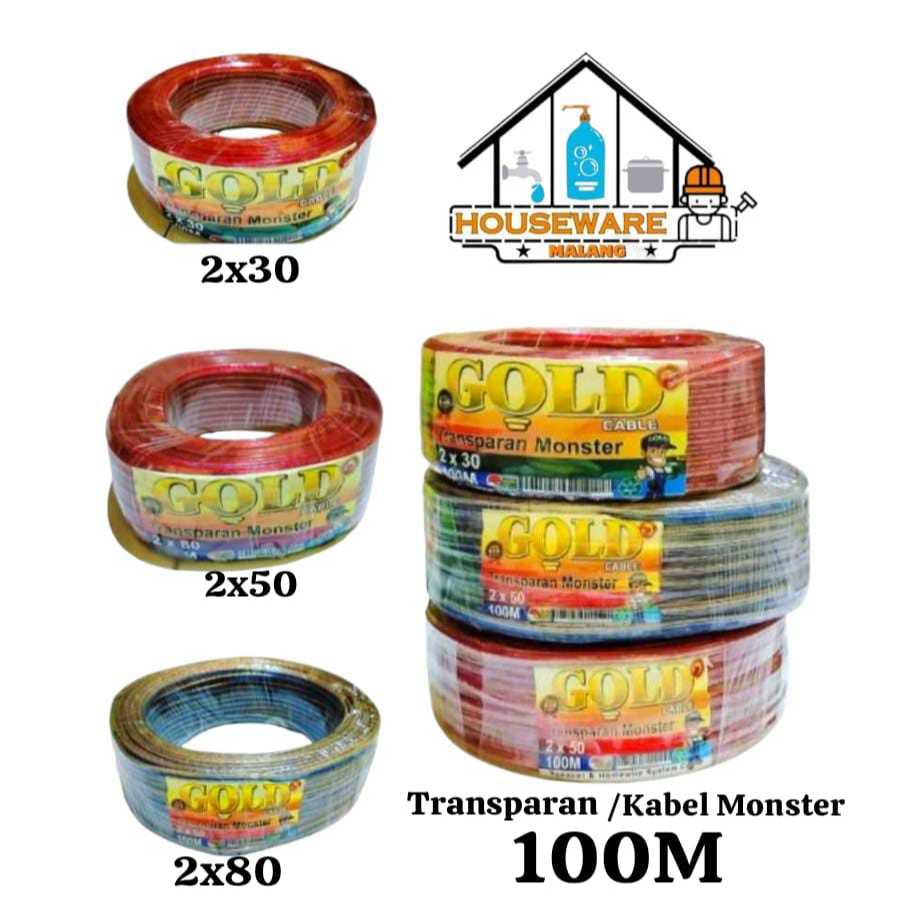 Jual Kabel Transparan Monster Kabel Audio 2x30 2x50 2x80 Panjang 100M ...