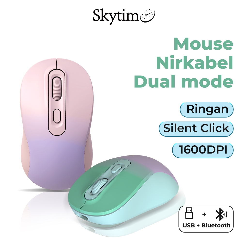Jual Skytime 2 Mode Wireless Mouse 2.4G MW02 USB and Bluetooth Light Weight Power Saving High ...