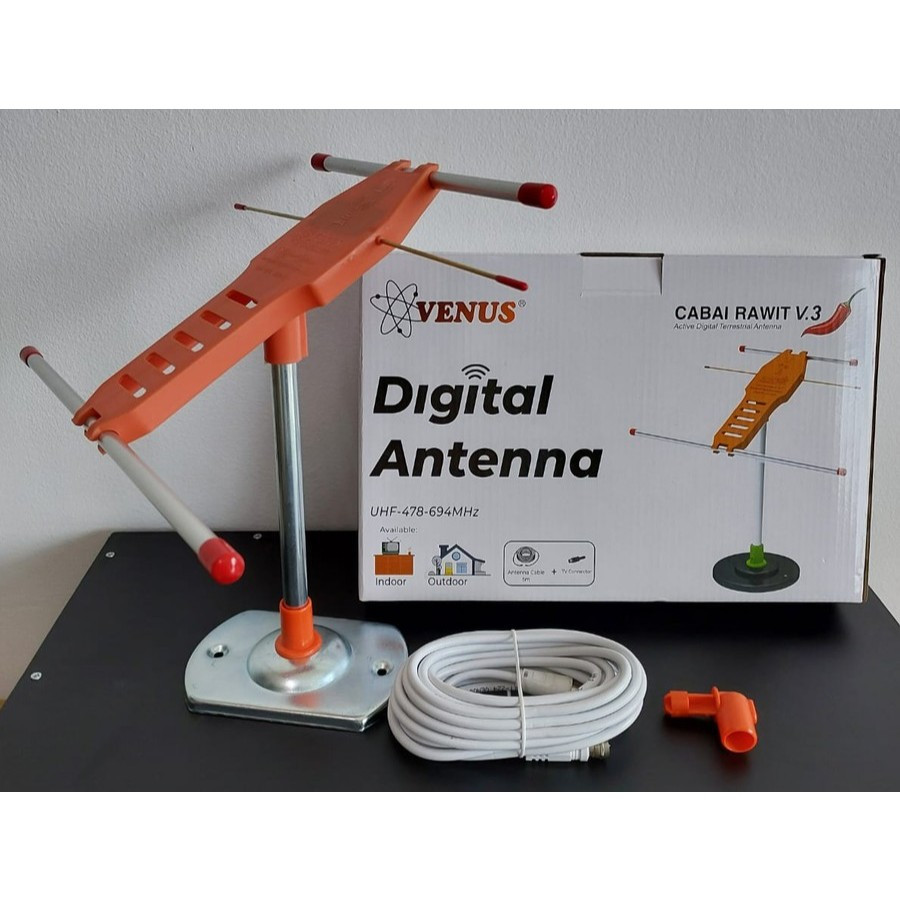Jual Antena TV Digital Analog VENUS V2 Cabai Rawit + Kabel 10mtr Antena ...