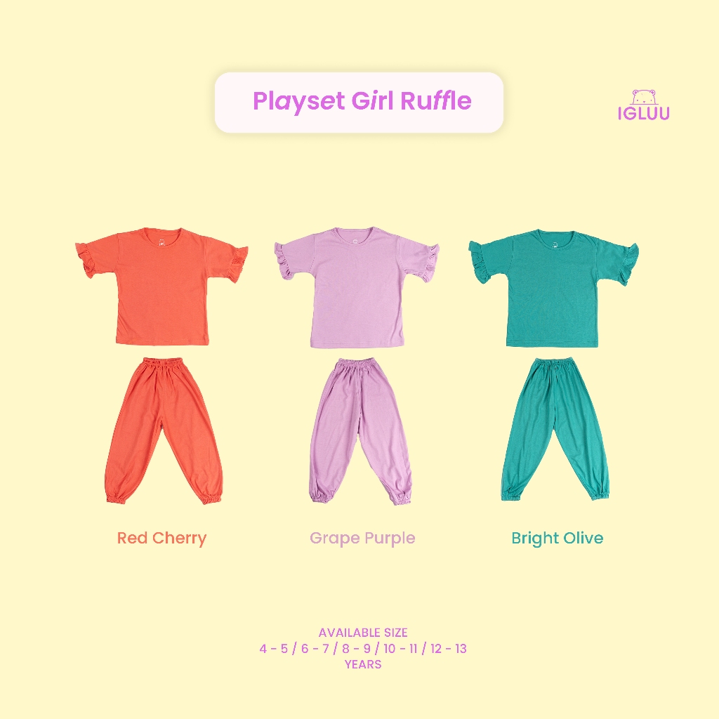 Jual IGLUUKIDS Playset Girl Ruffle Setelan Bamboo Kids | Piyama Anak Perempuan | Shopee Indonesia