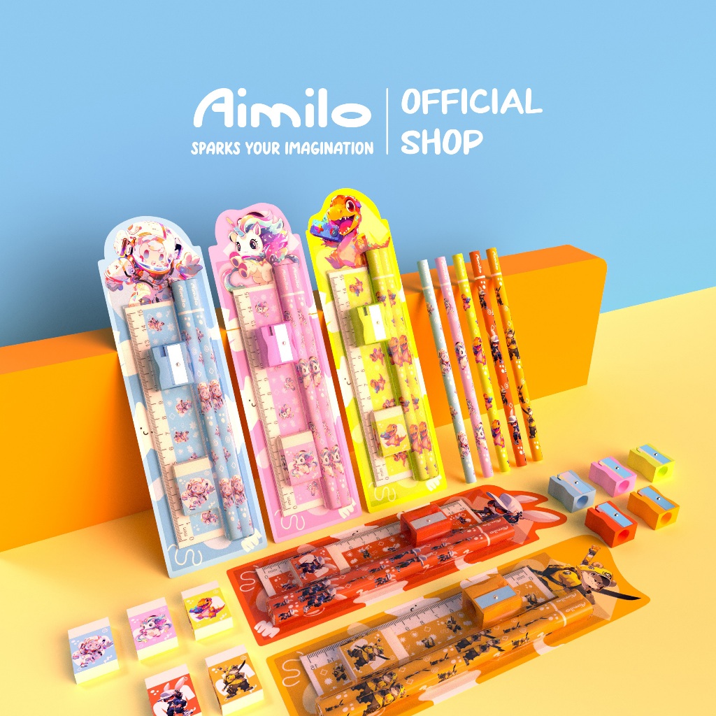 Jual Aimilo Stationery Set 5 in 1 Alat Tulis Anak Sekolah Penghapus ...