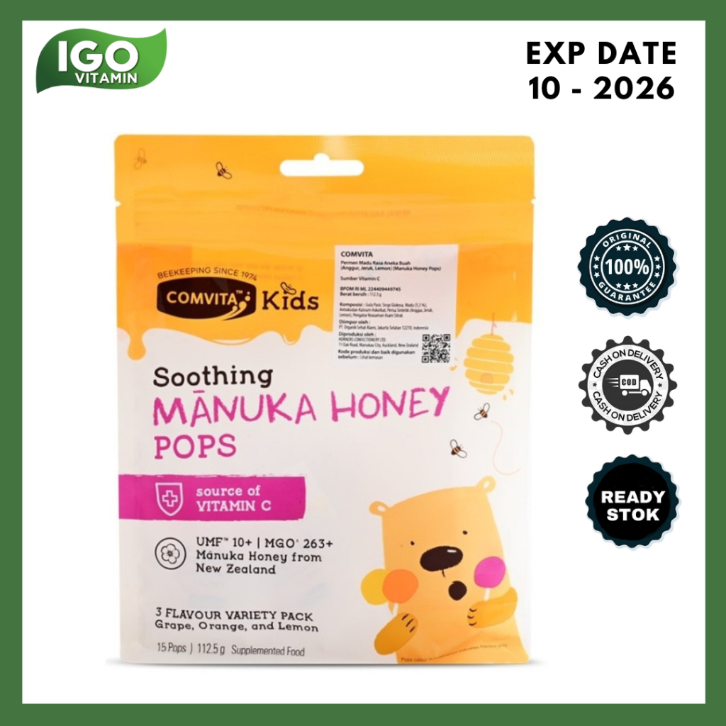 Jual Permen Madu Comvita Kids Soothing Pops with UMF 10+ Manuka Honey ...