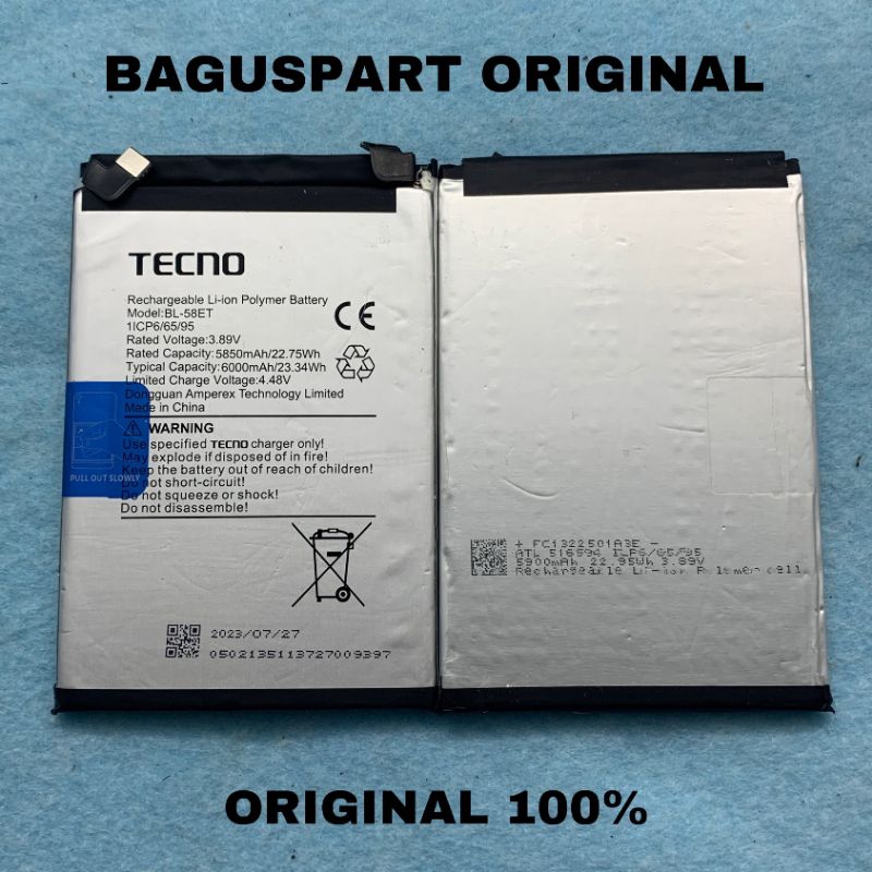 Jual BATERAI BATRE BATTERY BL-58ET TECNO POVA 5 LH7N ORIGINAL COPOTAN ...
