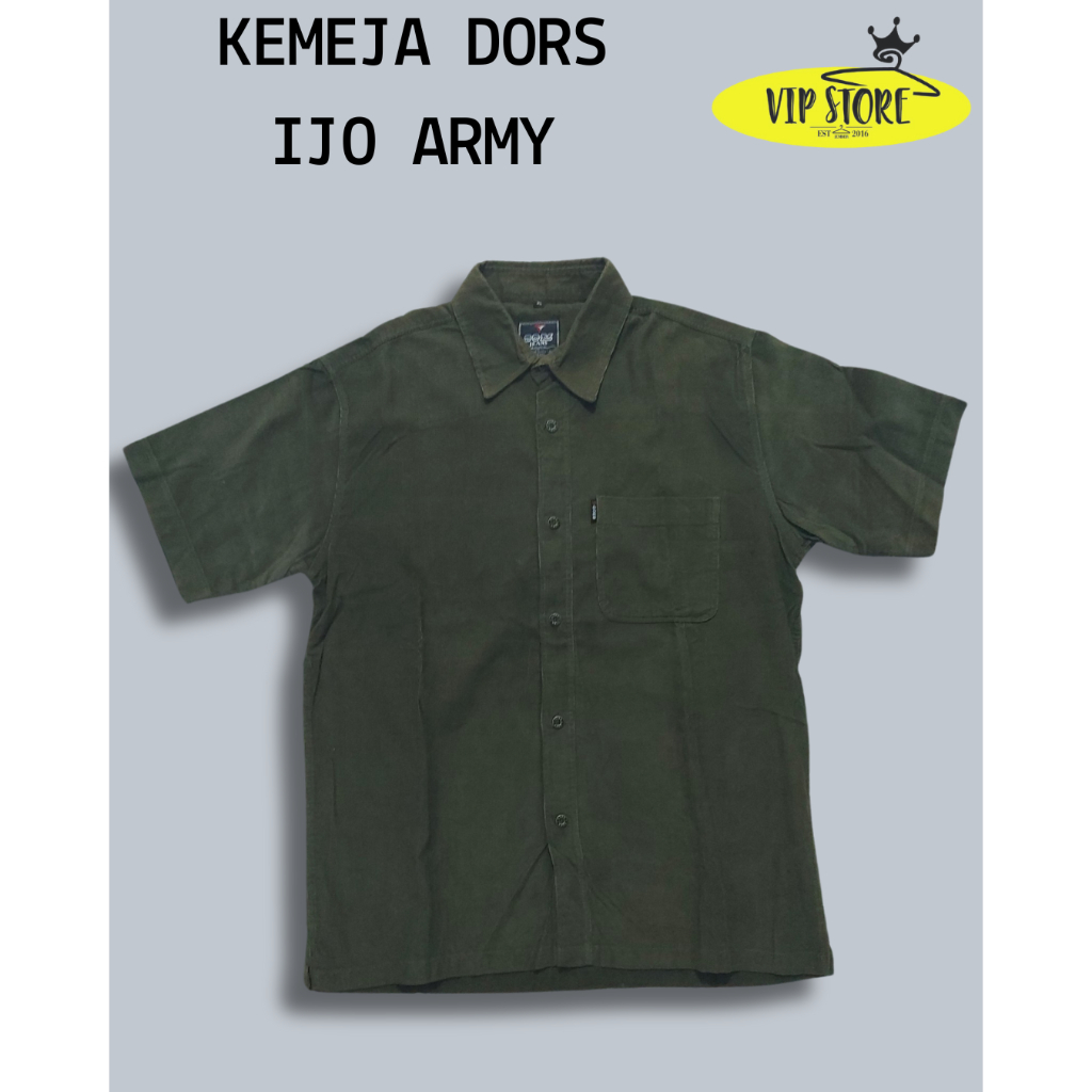 Jual KEMEJA COWO MERK DORS WARNA IJO ARMY | Shopee Indonesia