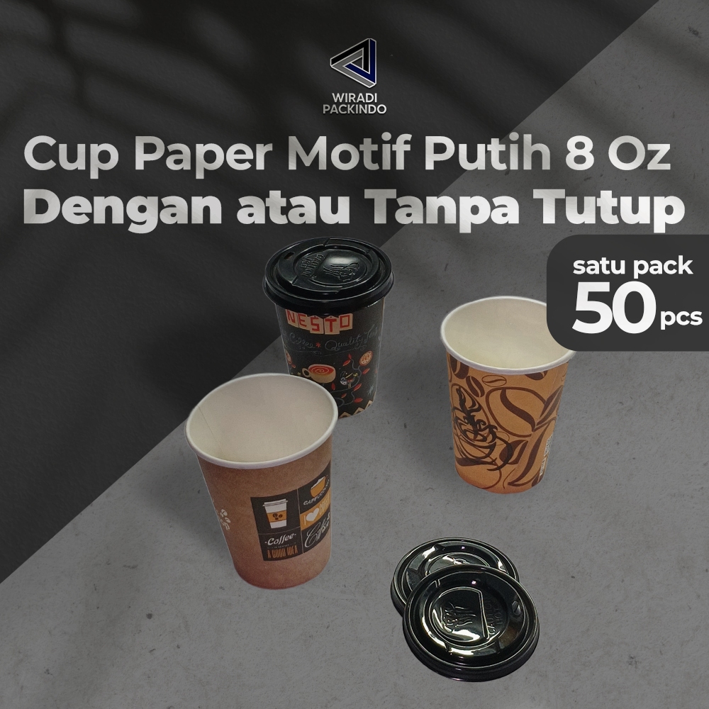 Jual Hot Paper Cup Motif Coffee/ Gelas Kertas Kopi + Tutup Ukuran 8oz/Gelas Kertas Tahan Panas ...