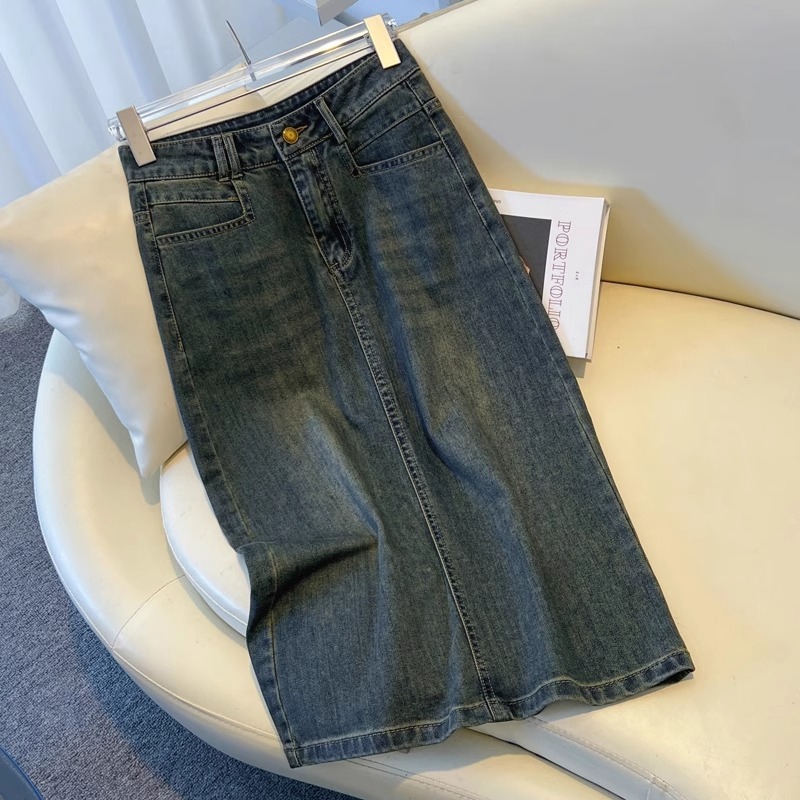 Jual Retro rok jeans A-Line Highwaist Rok Jeans Wanita Korean | Shopee ...