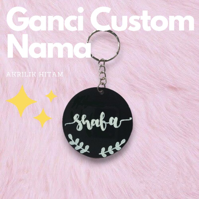 Jual (HITAM SOLID) KEYCHAIN GANCI AKRILIK/GANCI CUSTOM NAMA/GANCI MOBIL ...