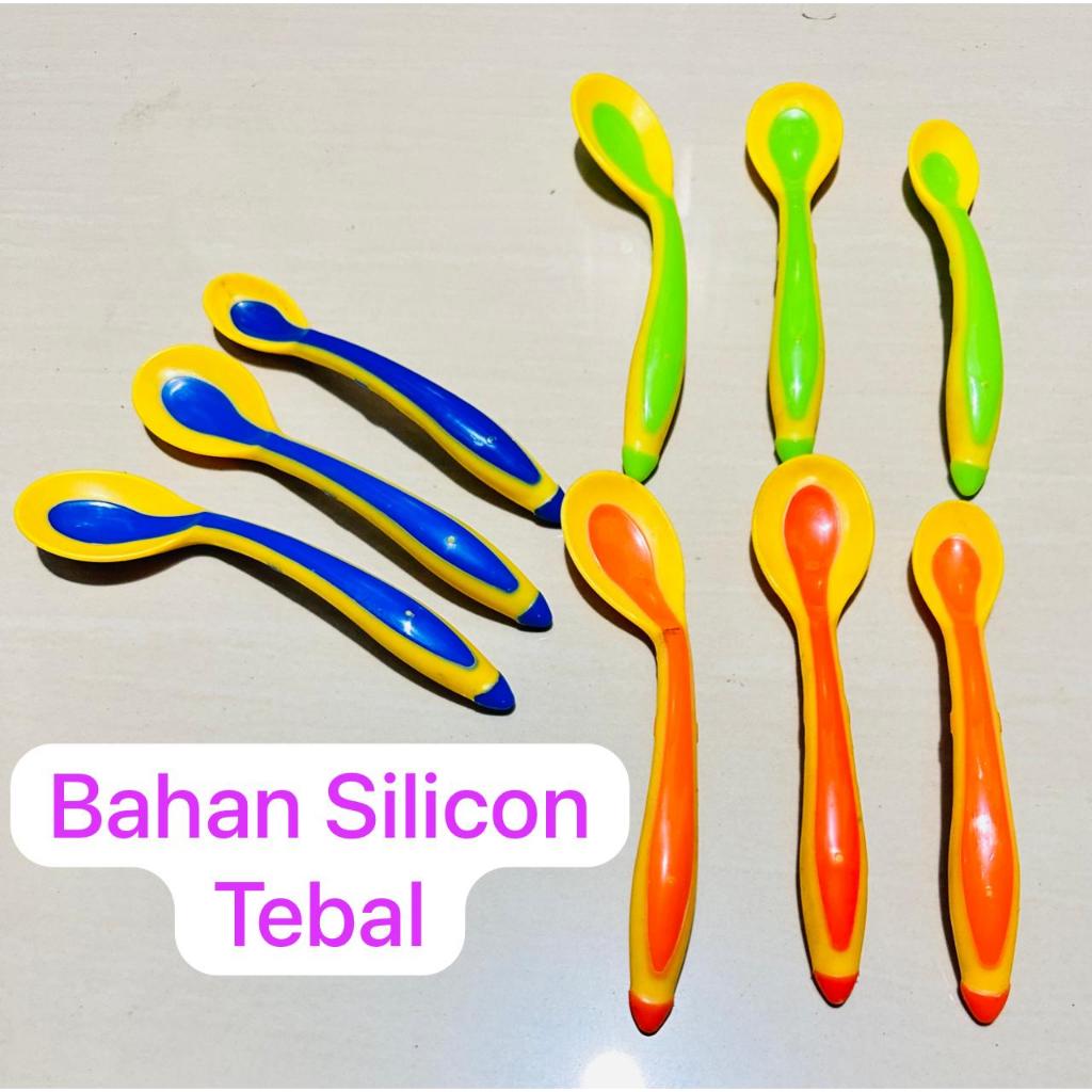 Jual 1 SET SENDOK MAKAN BAYI BAHAN SILICONE TAHAN PANAS ISI 3 PCS ...