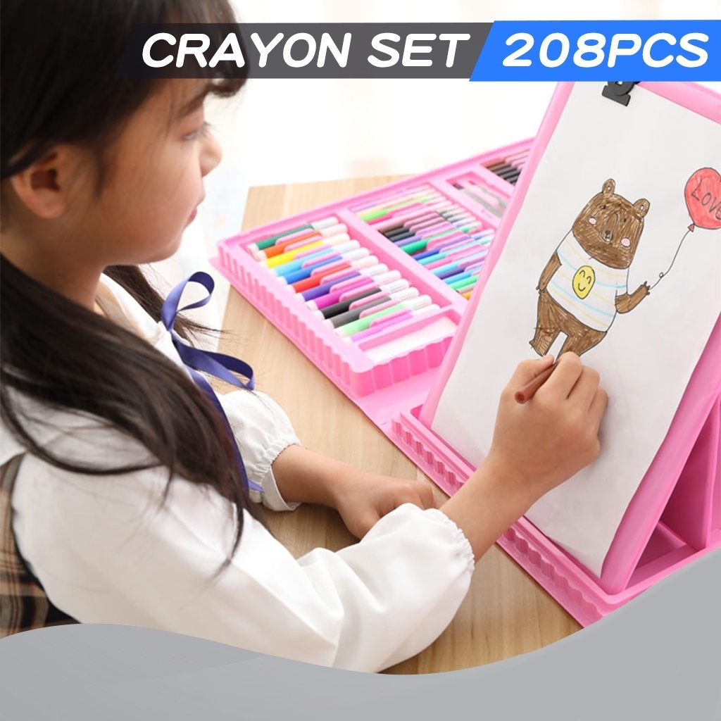 Jual Crayon Set 208 Pcs Pensil Warna Lengkap Krayon Set Alat Menggambar ...