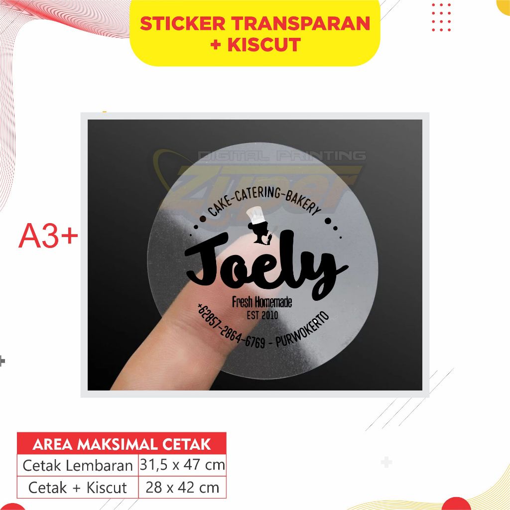 Jual Cetak Stiker Transparan A3+ Anti Air Stiker Custom Segel Kemasan ...