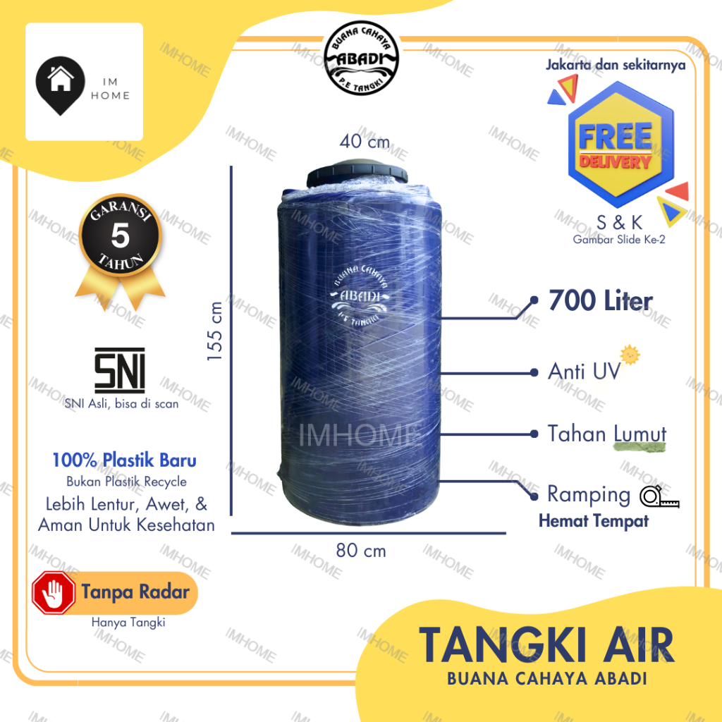 Jual (IMHOME) - Tangki / Toren Air Ramping BCA 700 Liter Tipe Tinggi ...