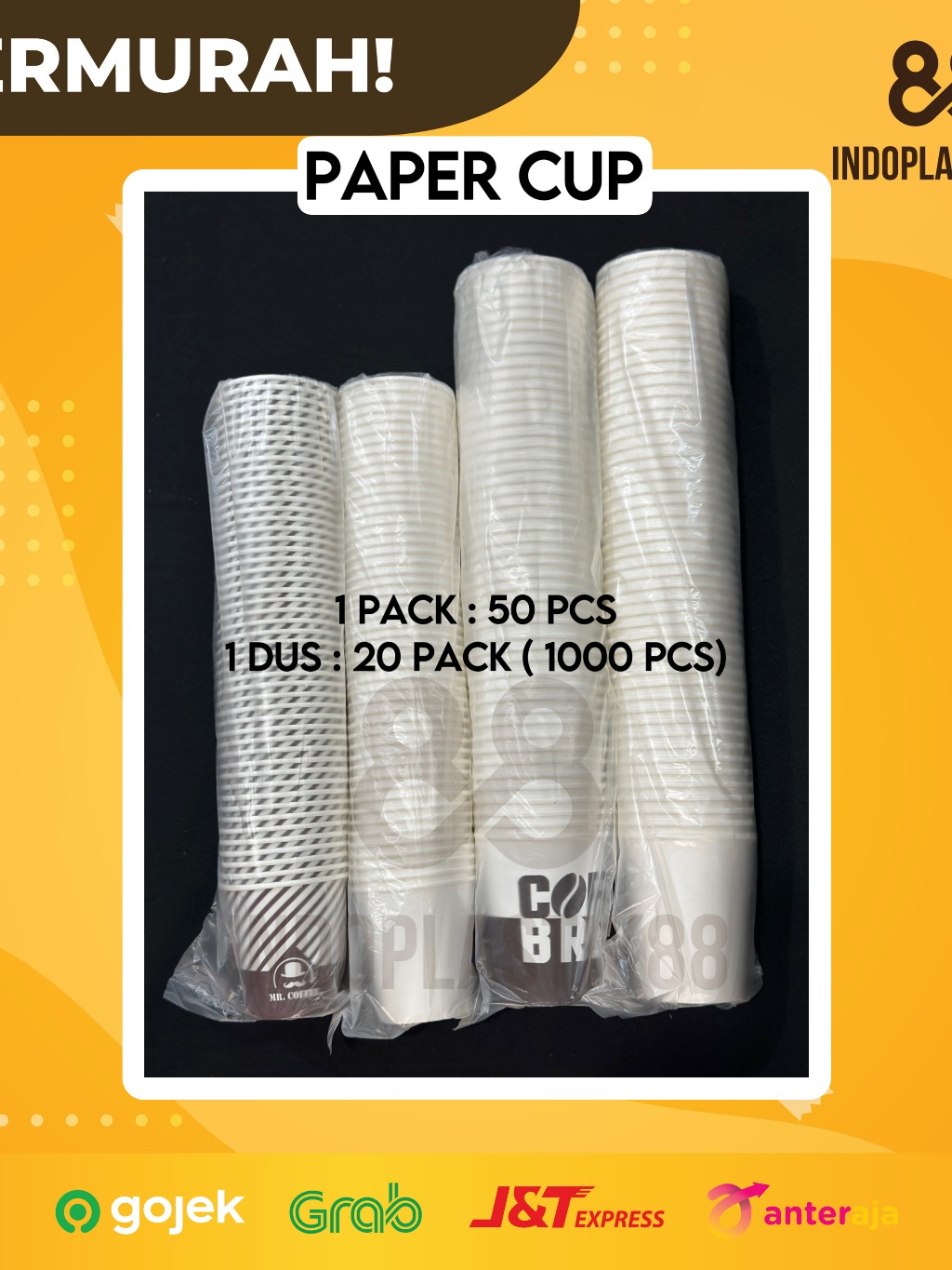Jual PAPERCUP 8 OZ POLOS / HOT CUP / GELAS KOPI / GELAS KERTAS 50 PCS | Shopee Indonesia