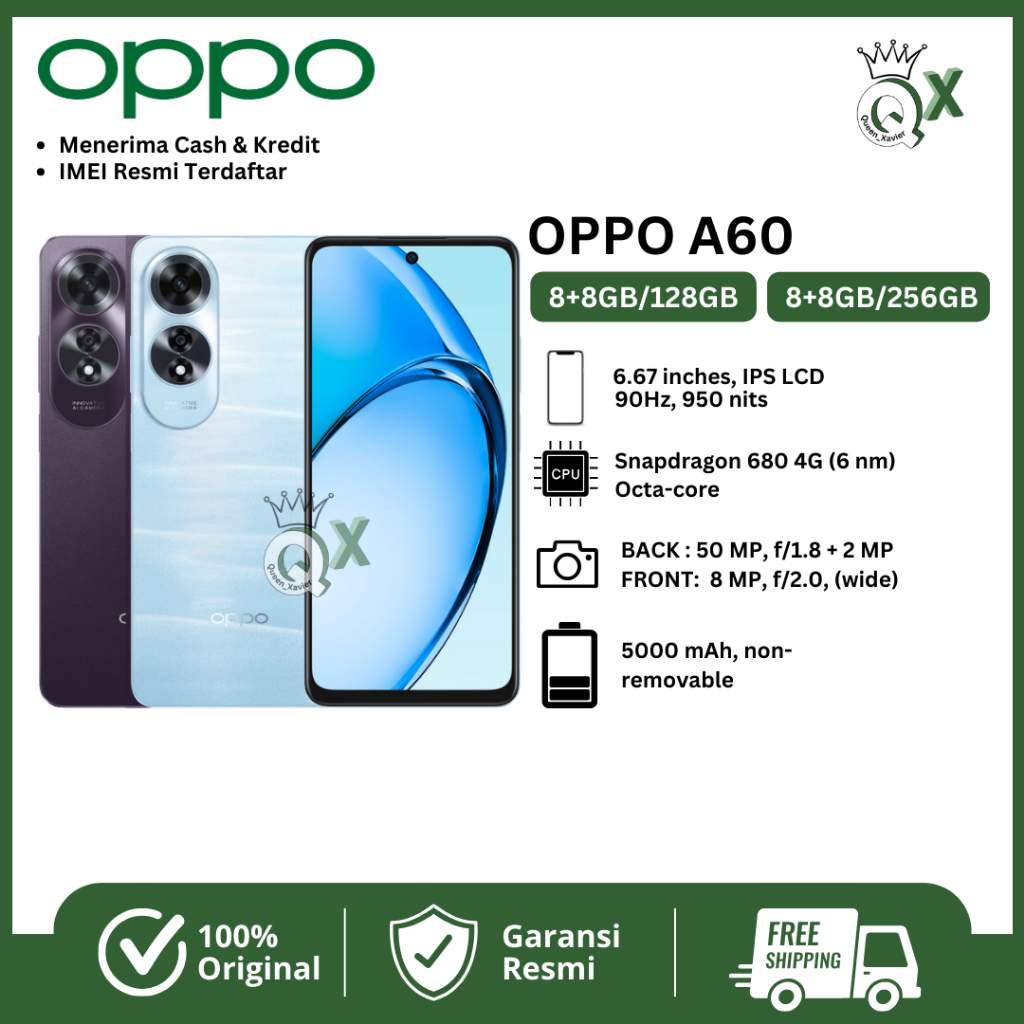 Jual Oppo A60 Ram 8+8/128GB 8+8/256GB Garansi Resmi | Shopee Indonesia