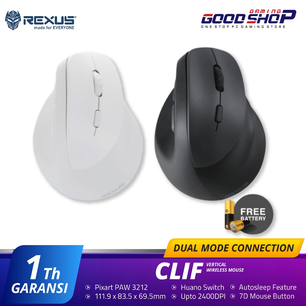 Jual Rexus Mouse Vertical Wireless Clif | Shopee Indonesia