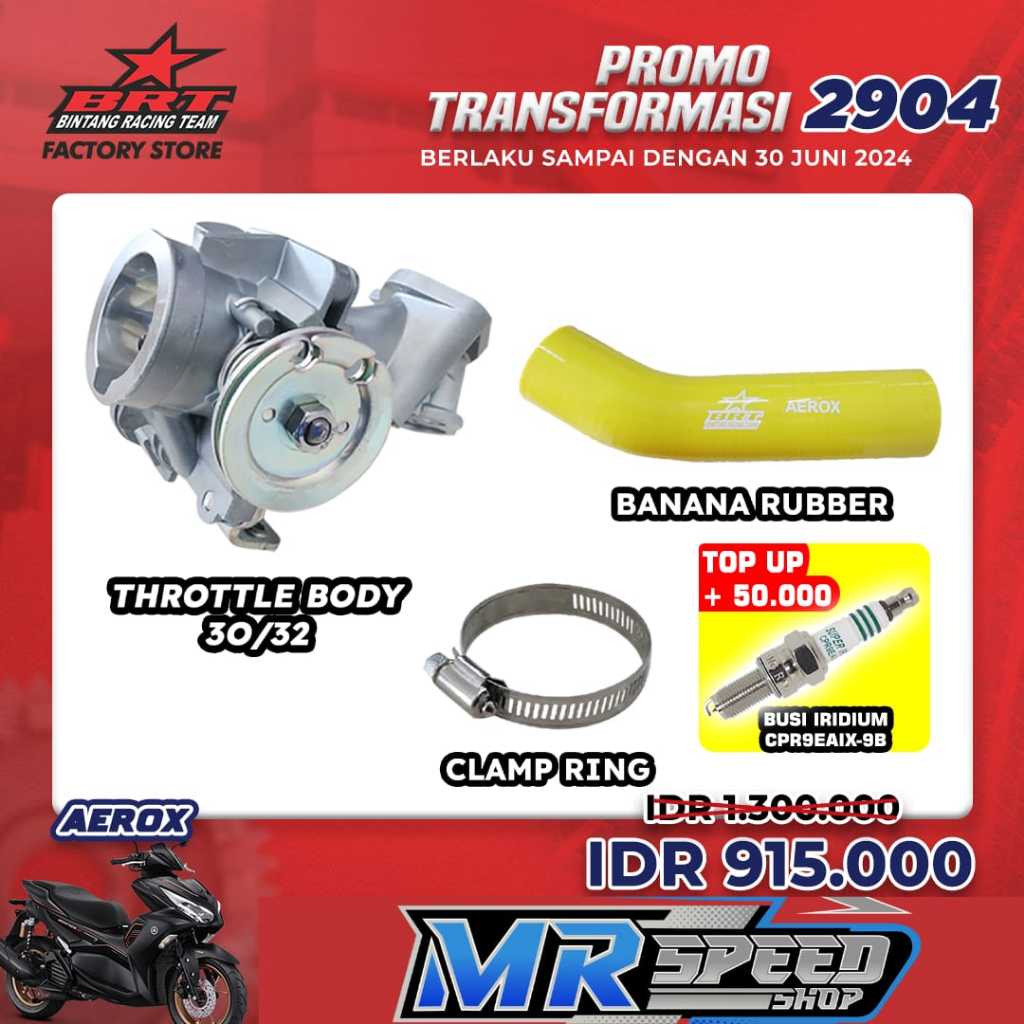 Jual THROTTLE BODY BRT AEROX + BANANA RUBER + BUSI IRIDIUM | Shopee ...