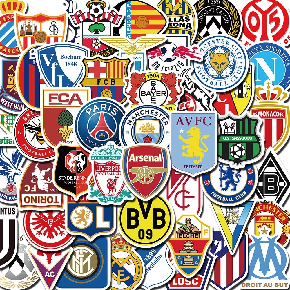 Jual STIKER VINIL ISI 50 PCS LOGO SOCCER FOOTBALL CLUB STICKER ANTI AIR ...