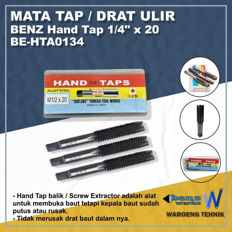 Jual Mata Tap / Drat Ulir BENZ Hand Tap 1/4" x 20 BE-HTA0134 Hand Taps High Quality Alloy Steel ...