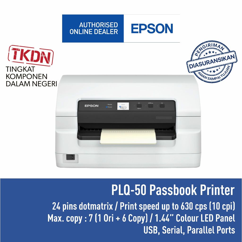 Jual Printer EPSON Dotmatrix Passbook PLQ-50 PLQ50 PLQ 50 Garansi resmi | Shopee Indonesia
