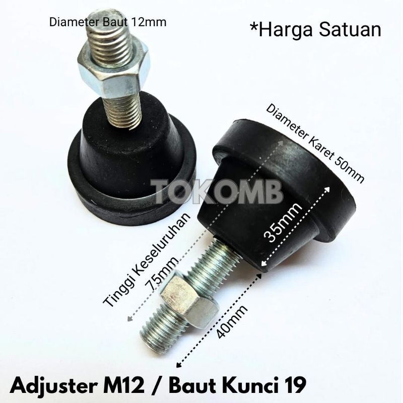 Jual Adjuster M12 Baut Kunci 19 Karet Stabil Kaki Meja | Shopee Indonesia